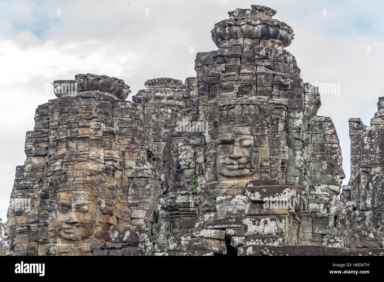 Bayon "face" tower, temple, Khmer architecture, smiling faces of ...