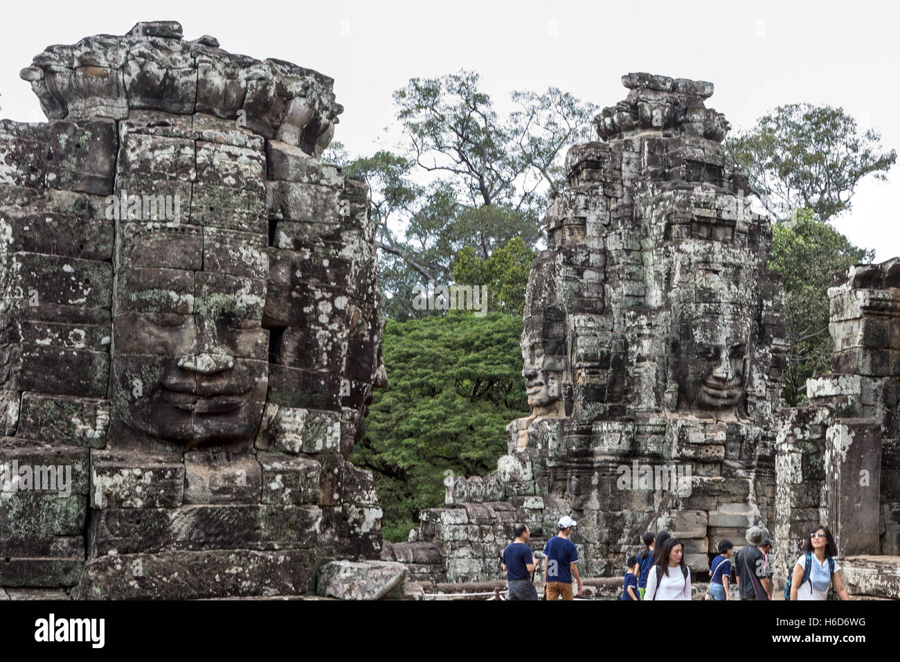 Bayon "face" tower, temple, Khmer architecture, smiling faces of ...