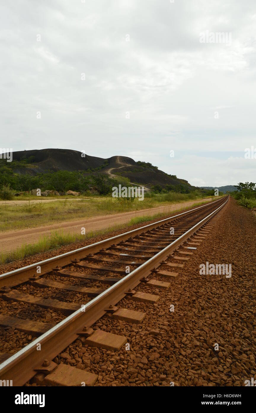 Landscape with a railroad train Stock Photo - Alamy