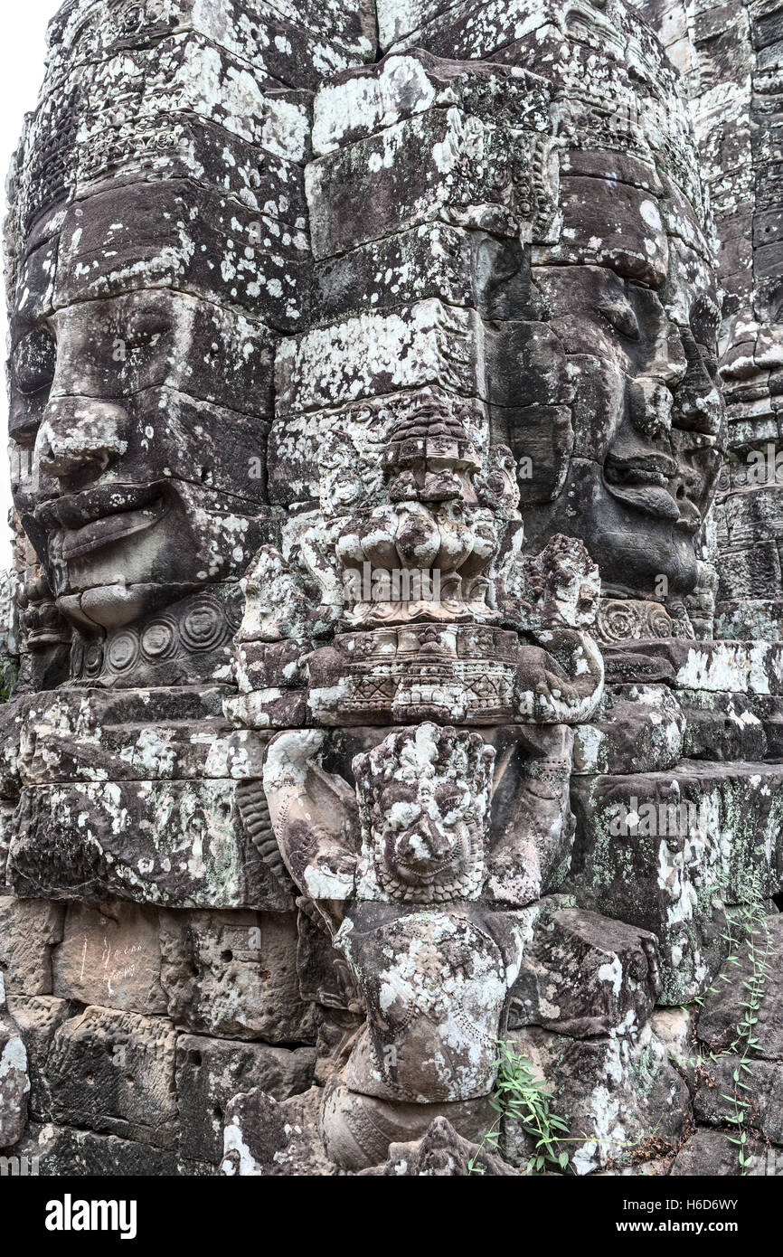 Bayon "face" tower, temple, Khmer architecture, smiling faces of ...