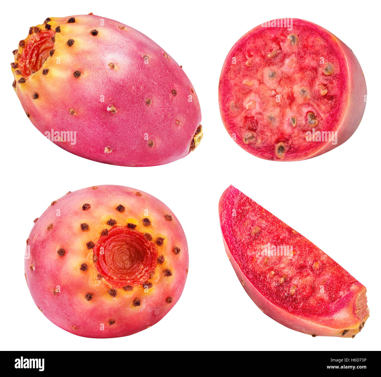 Set of red opuntias isolated on white background Stock Photo - Alamy