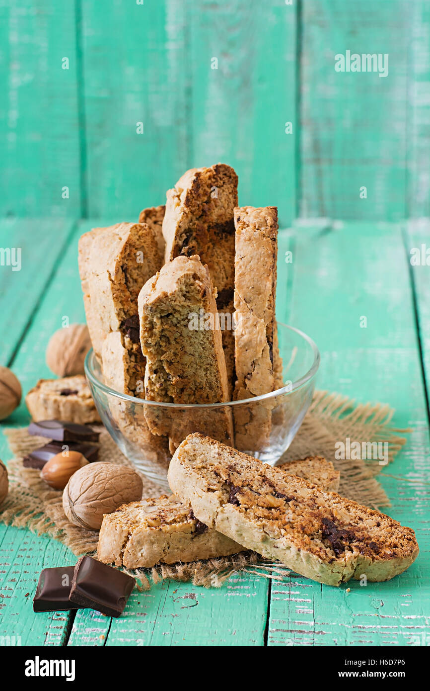 Italian biscotti cookies with nuts and chocolate chips Stock Photo - Alamy