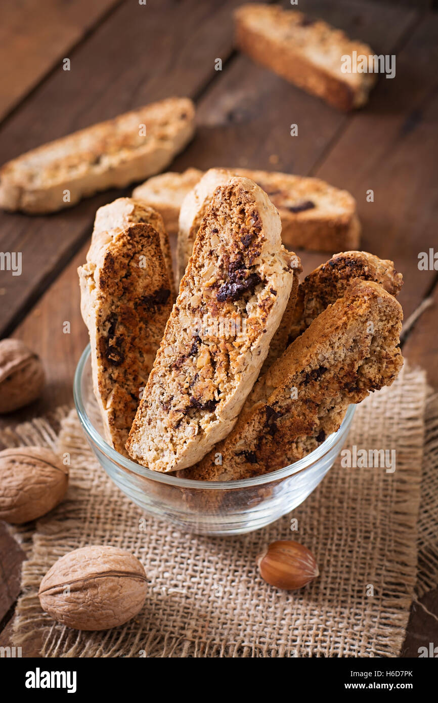 Italian biscotti cookies with nuts and chocolate chips Stock Photo - Alamy