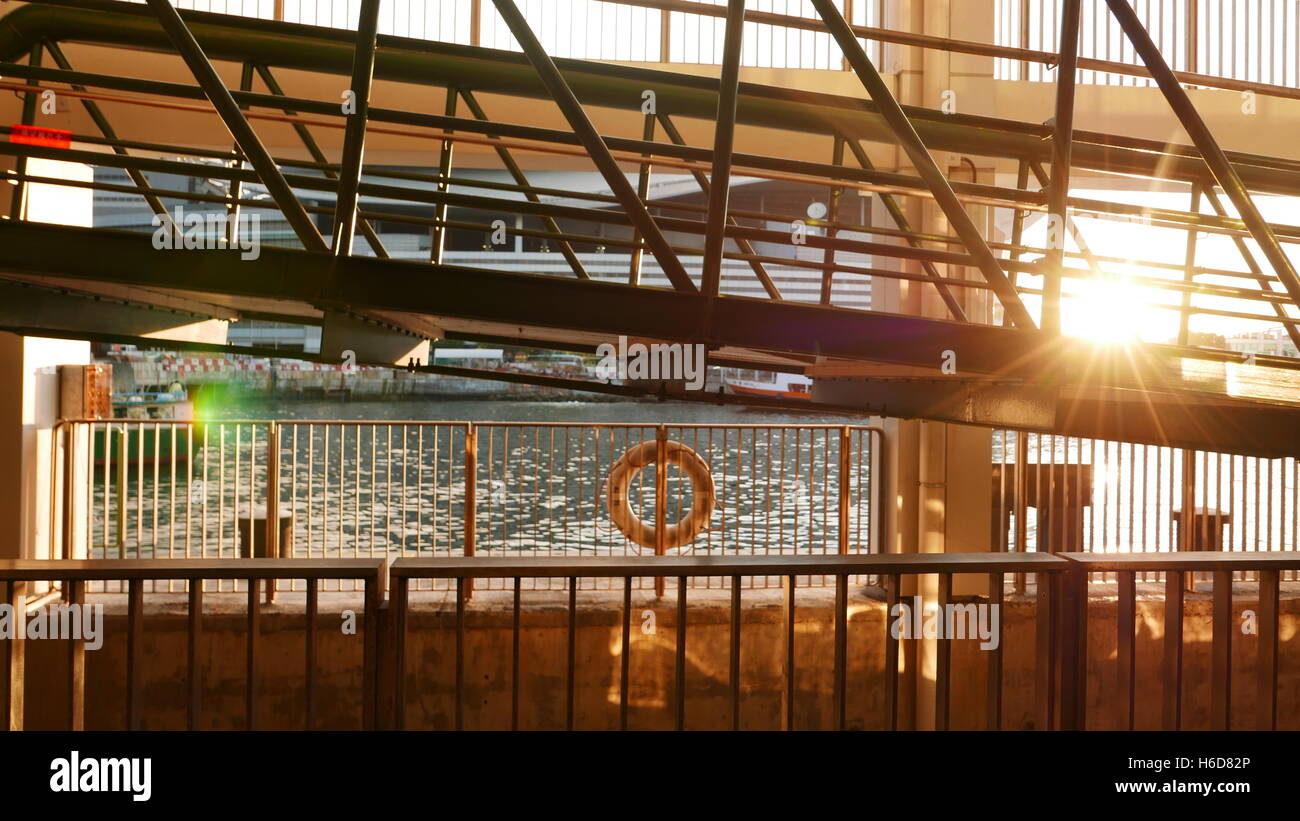 The interior of pier building at sunset Stock Photo - Alamy