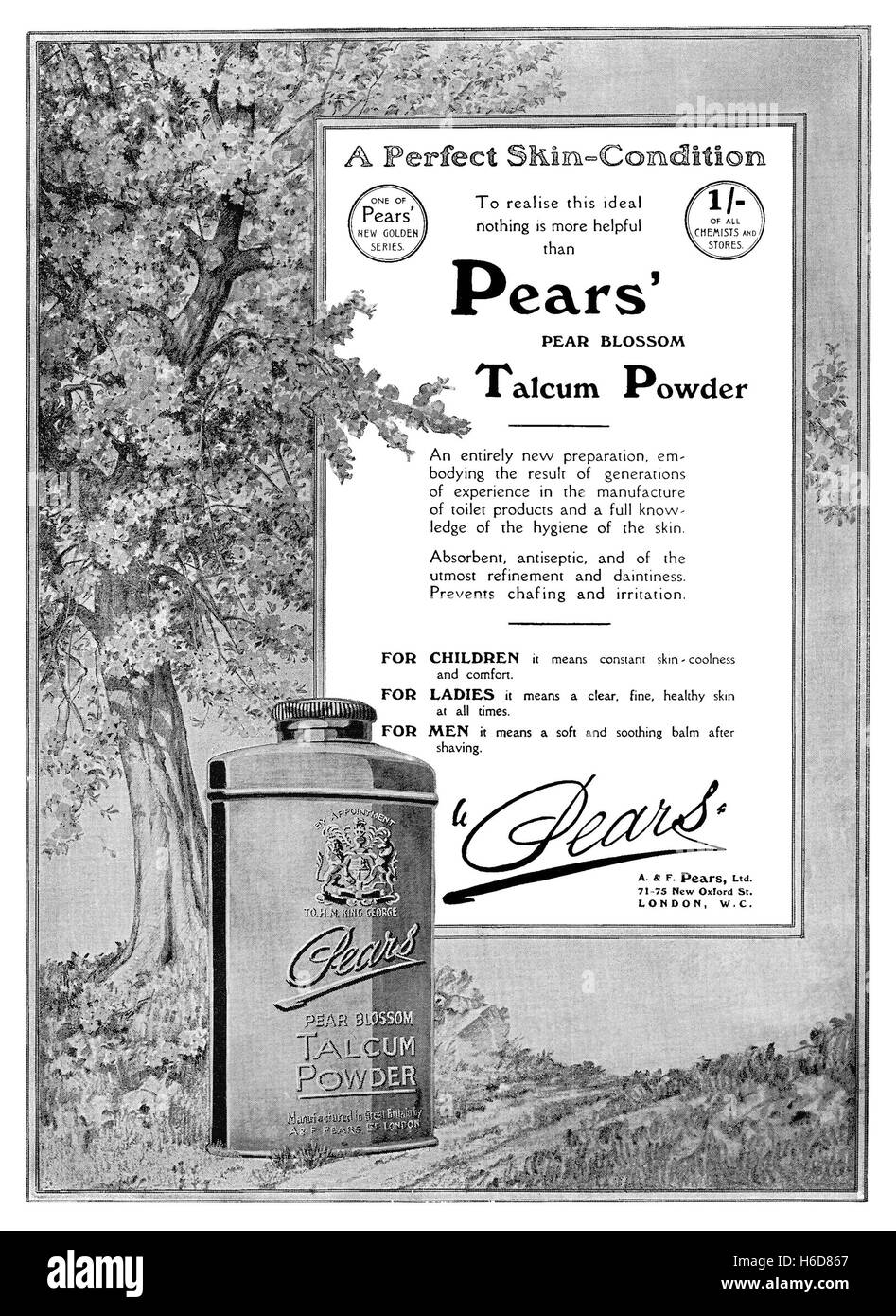 1916 British advertisement for Pears Talcum Powder Stock Photo - Alamy