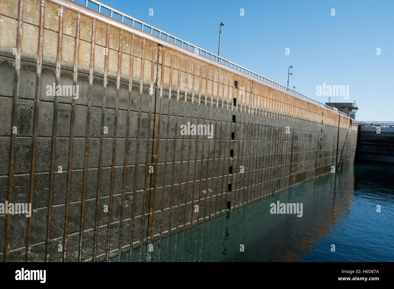 USA & Canada border. Saint Lawrence Seaway, a system of locks, canals ...