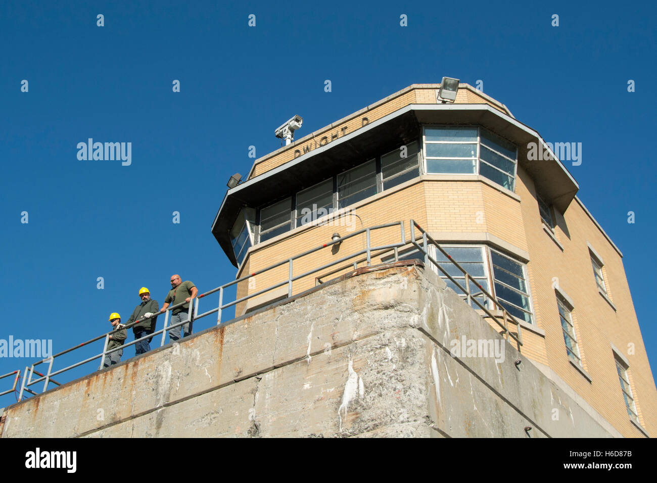 USA & Canada border. Saint Lawrence Seaway, a system of locks, canals ...