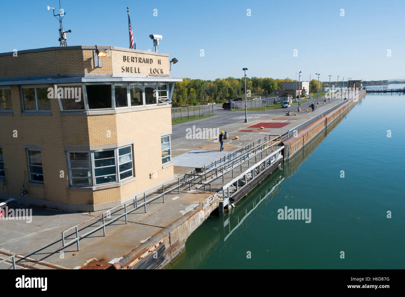 USA & Canada border. Saint Lawrence Seaway, a system of locks, canals ...