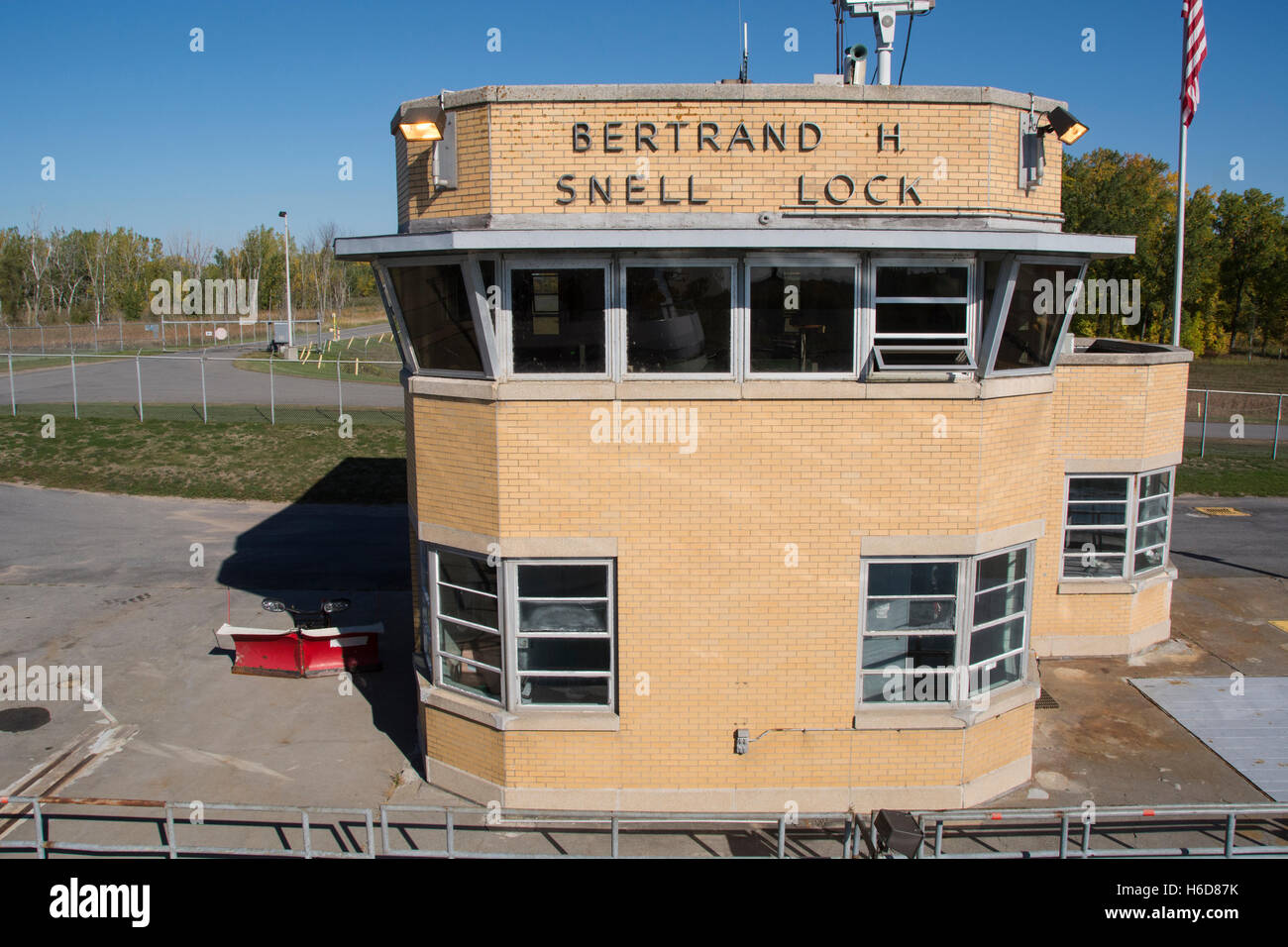 USA & Canada border. Saint Lawrence Seaway, a system of locks, canals ...