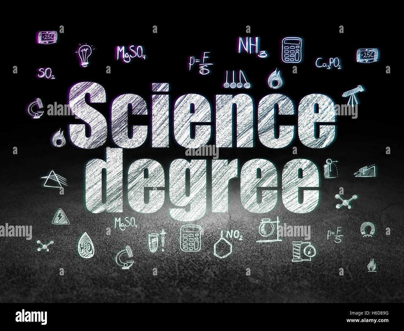 Science concept: Science Degree in grunge dark room Stock Photo - Alamy