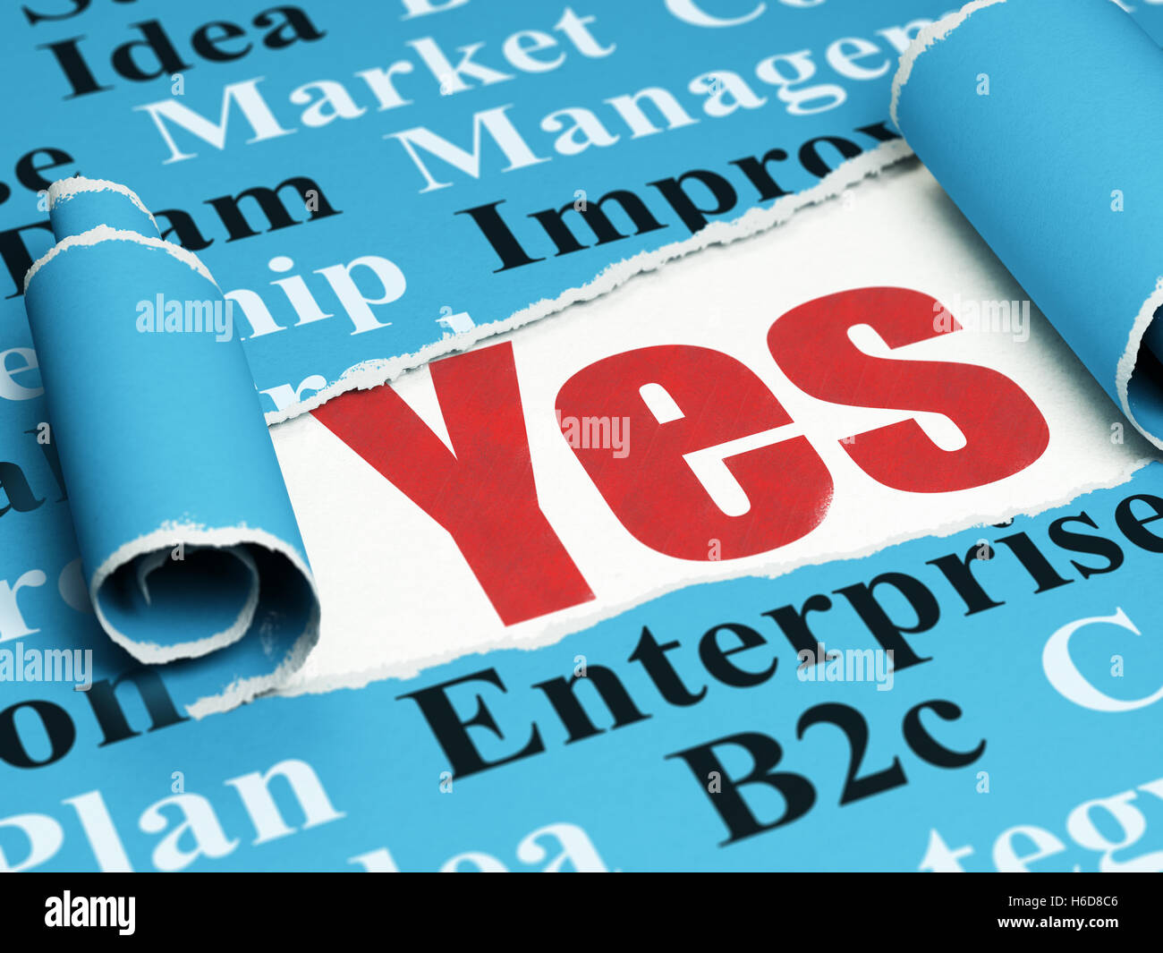 Finance concept: red text Yes under the piece of torn paper Stock Photo ...