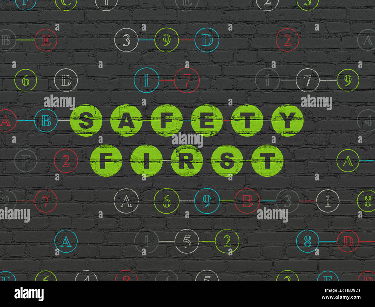 Safety concept: Safety First on wall background Stock Photo - Alamy