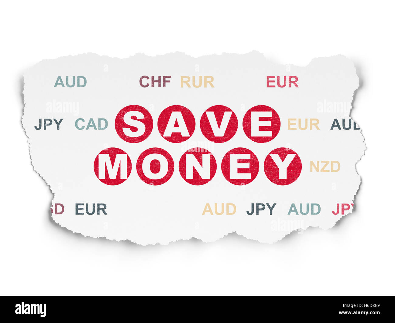 Currency concept: Save Money on Torn Paper background Stock Photo - Alamy