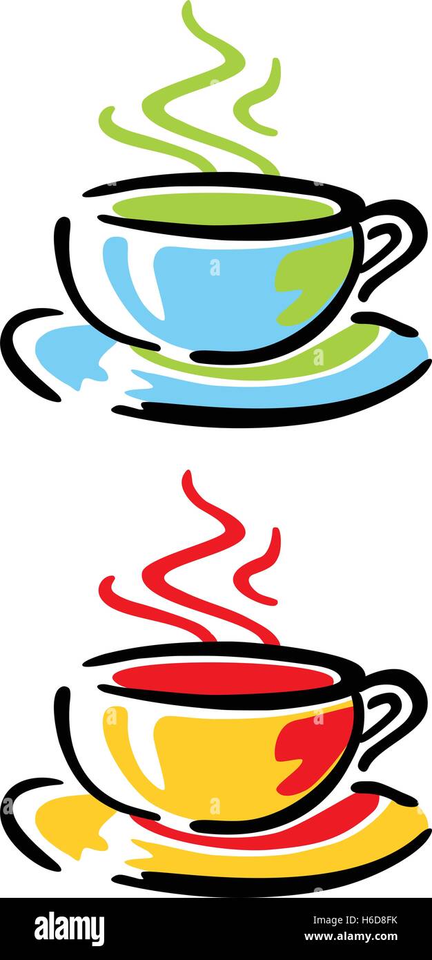 Coffee cups in shape Stock Vector Images - Alamy