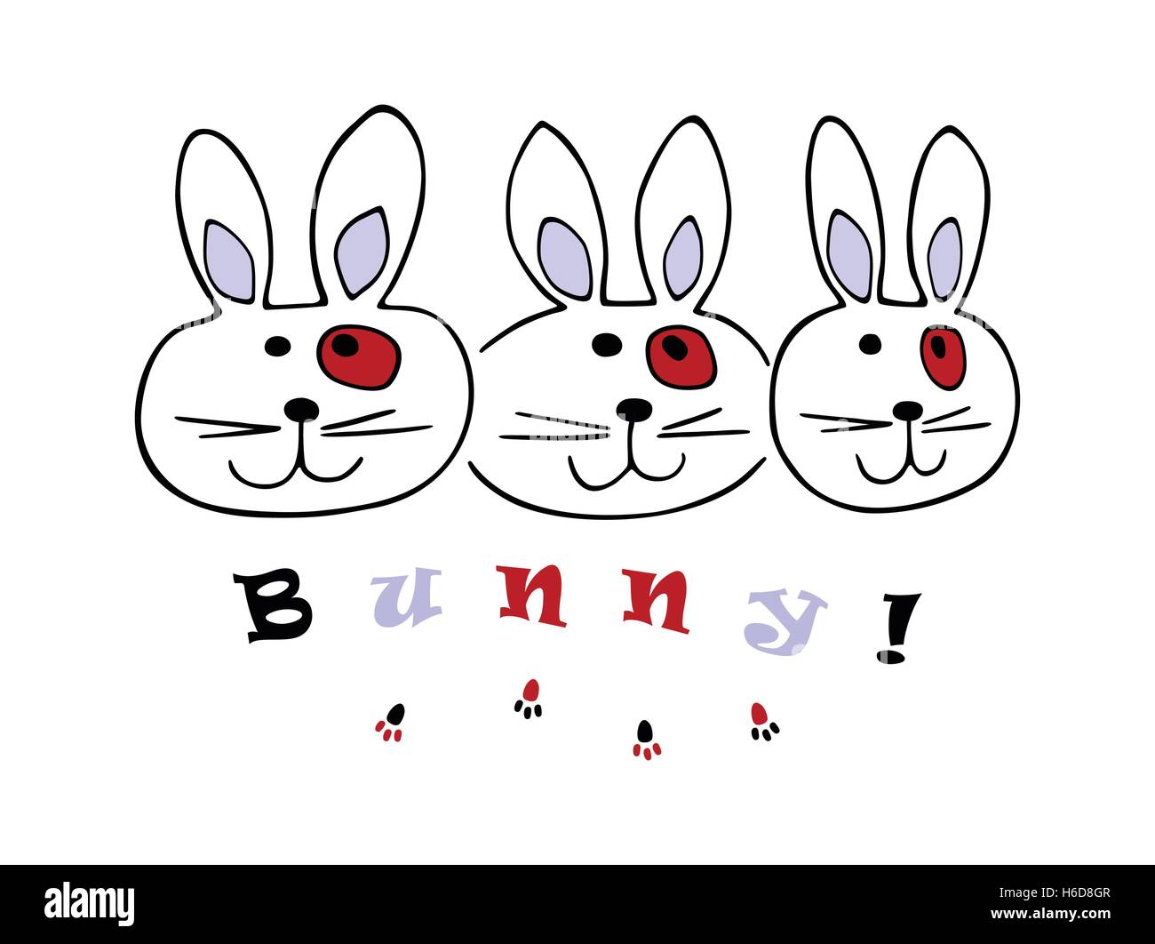 Image of vector illustration of various bunnies isolated on white ...
