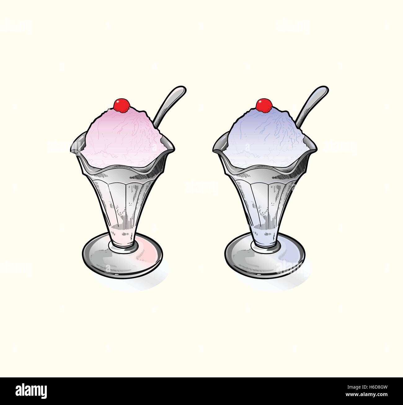 Delicious ice cream sundae with cherry on the top Stock Vector Image ...