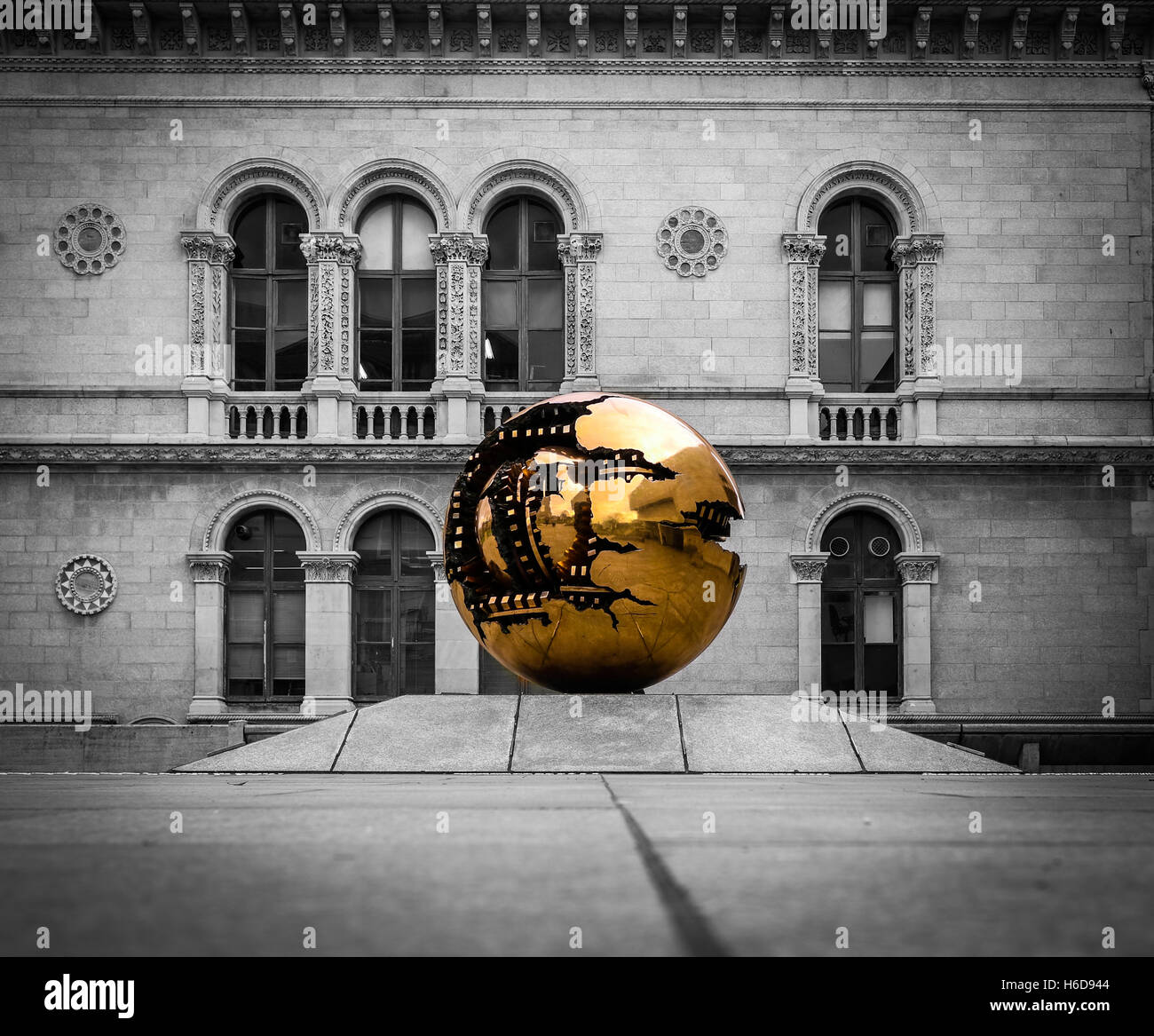 Trinity College globe, sphere, black white and gold Stock Photo - Alamy