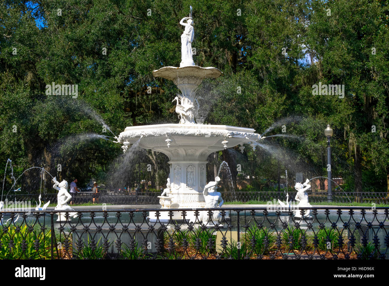 The Parisian inspired and fanciful statuary water fountain landmark in ...