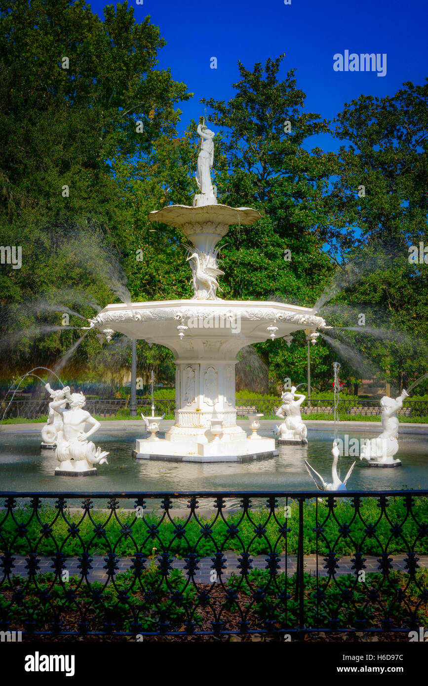 The Parisian inspired and fanciful statuary water fountain landmark in ...