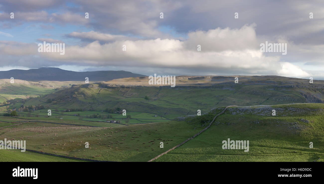 View across to Ingleborough Hill with Crummackdale in the middle ...