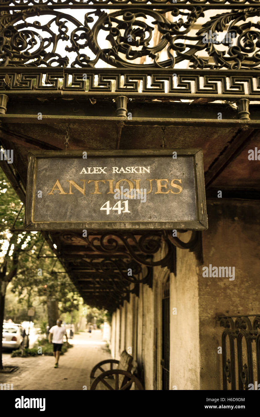 Antique ornamental wrought iron balcony of historical building houses ...