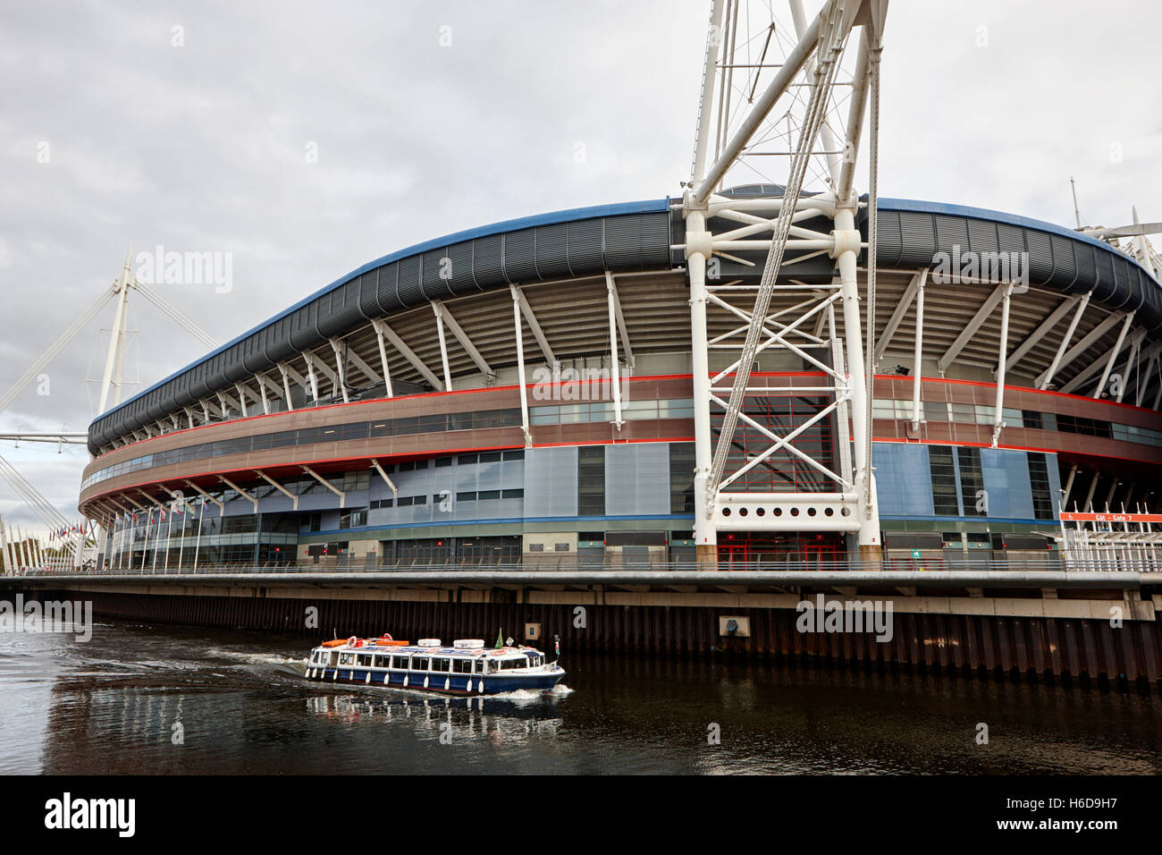 river taff flowing past Principality former millennium stadium Cardiff ...