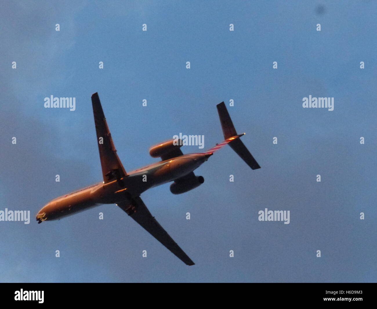 Jet aircraft during final approach procedures to LaGuardia Airport ...