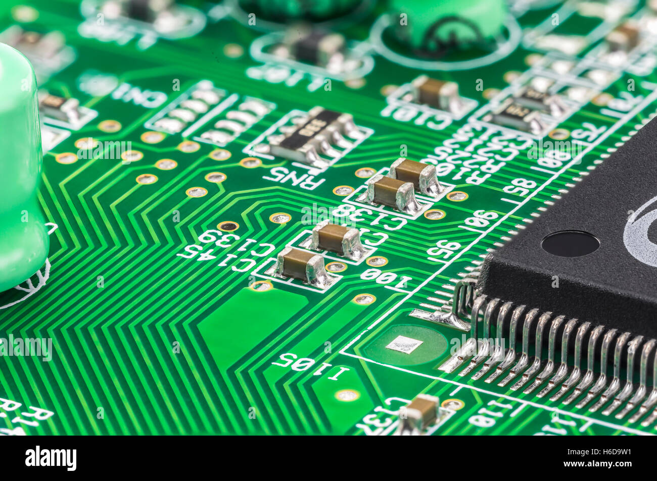 some resistors and capacitors around the processor on circuit board ...