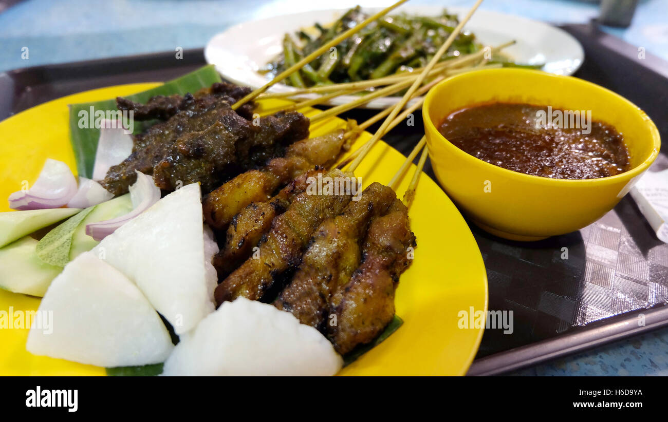 Thailand food, satay with spicy source Stock Photo - Alamy