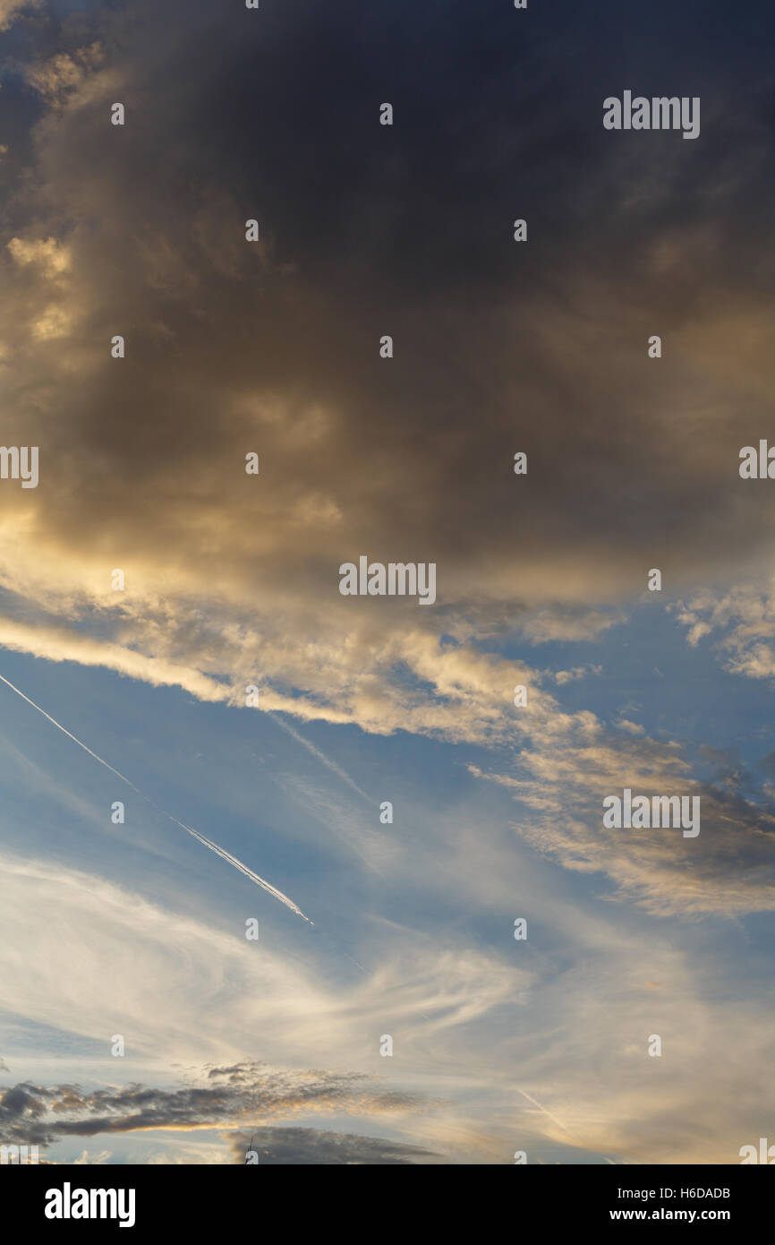 Cumulus clouds against a blue sky. Partly Cloudy. Anticyclone. Weather ...