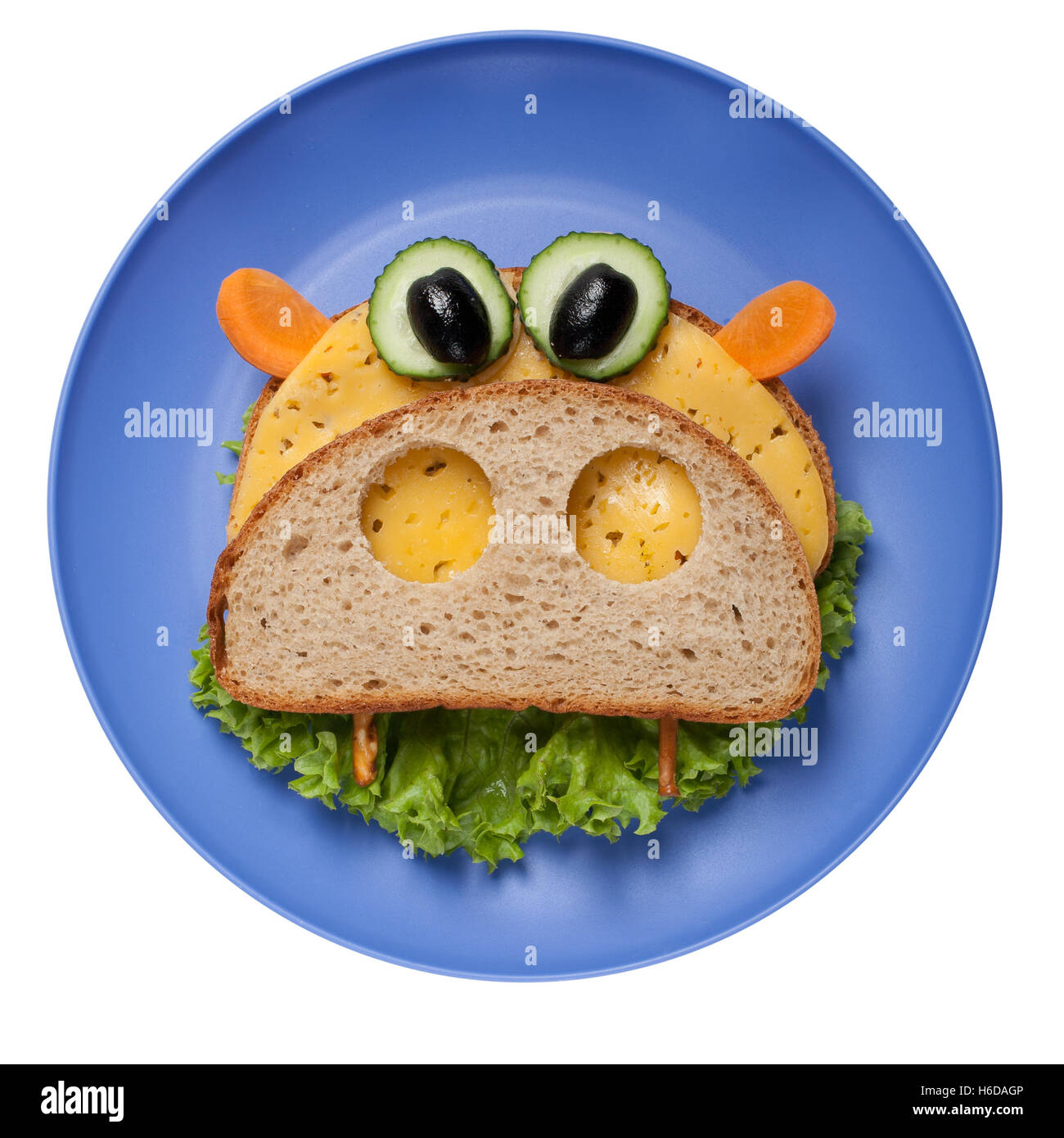 Hippo made of bread and vegetables on plate Stock Photo - Alamy