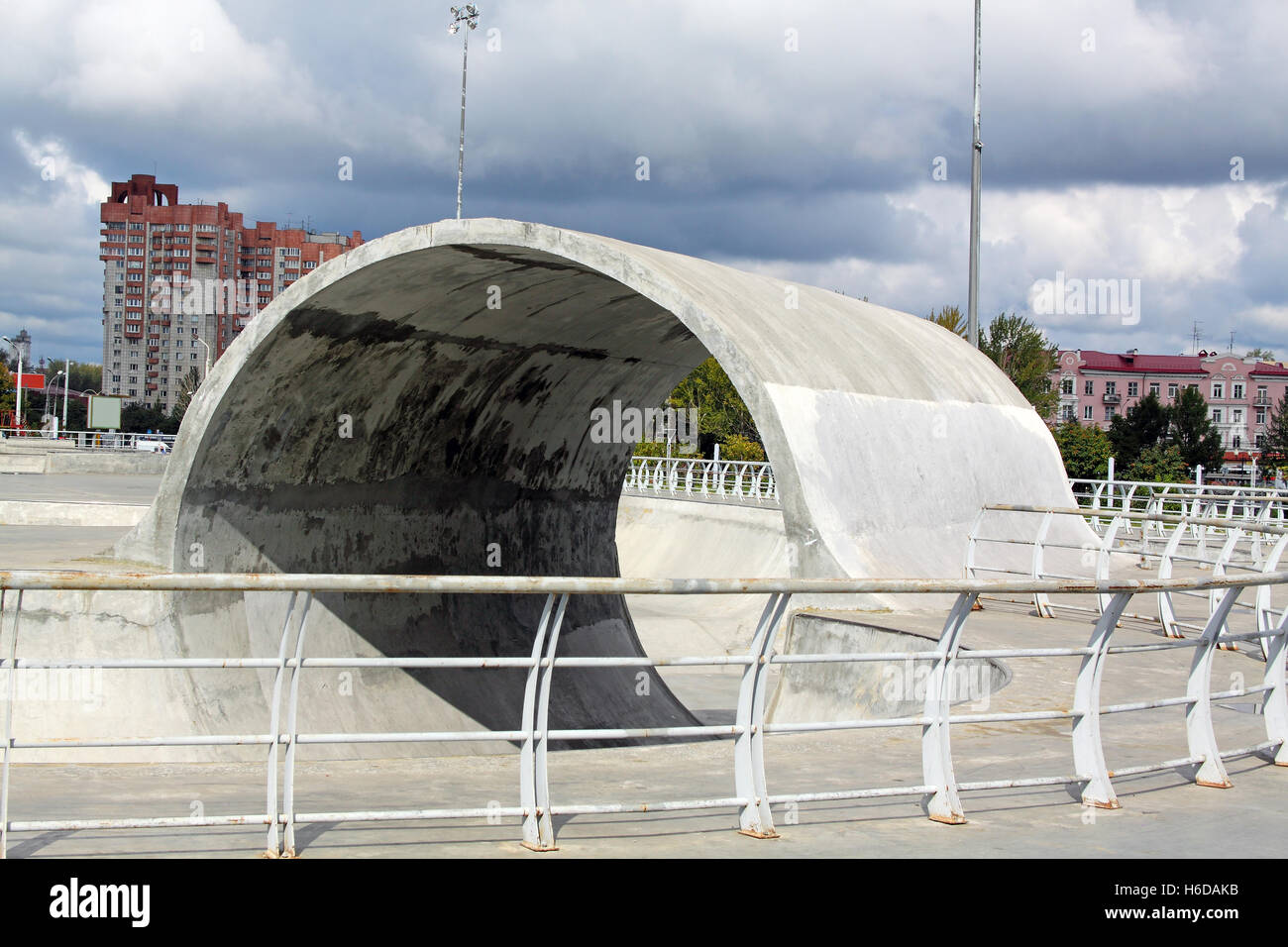 Construction in the form of a concrete arch at stadium Stock Photo - Alamy