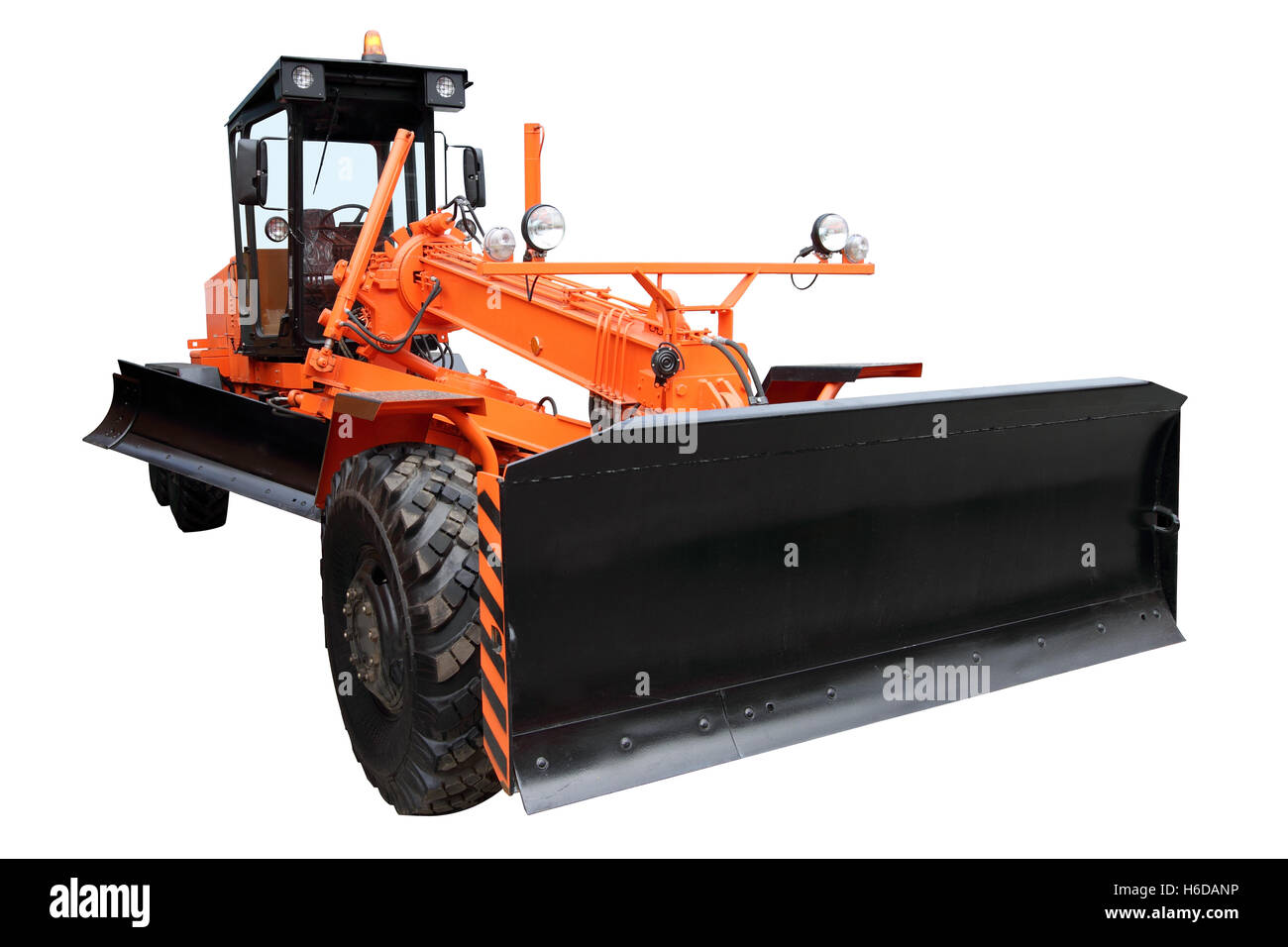 Modern orange grader isolated on a white background Stock Photo - Alamy
