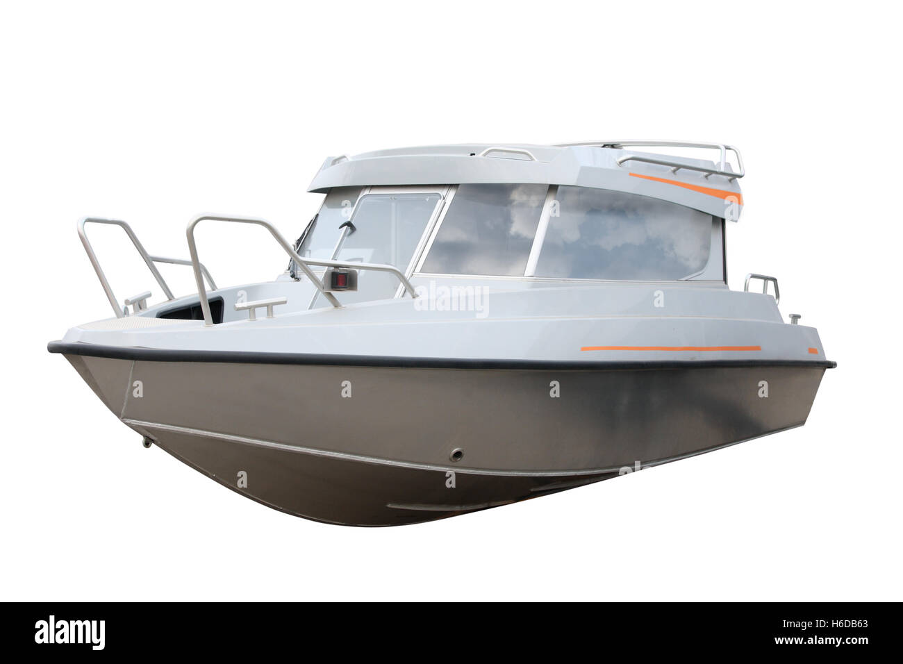 White grey boat Cut Out Stock Images & Pictures - Alamy