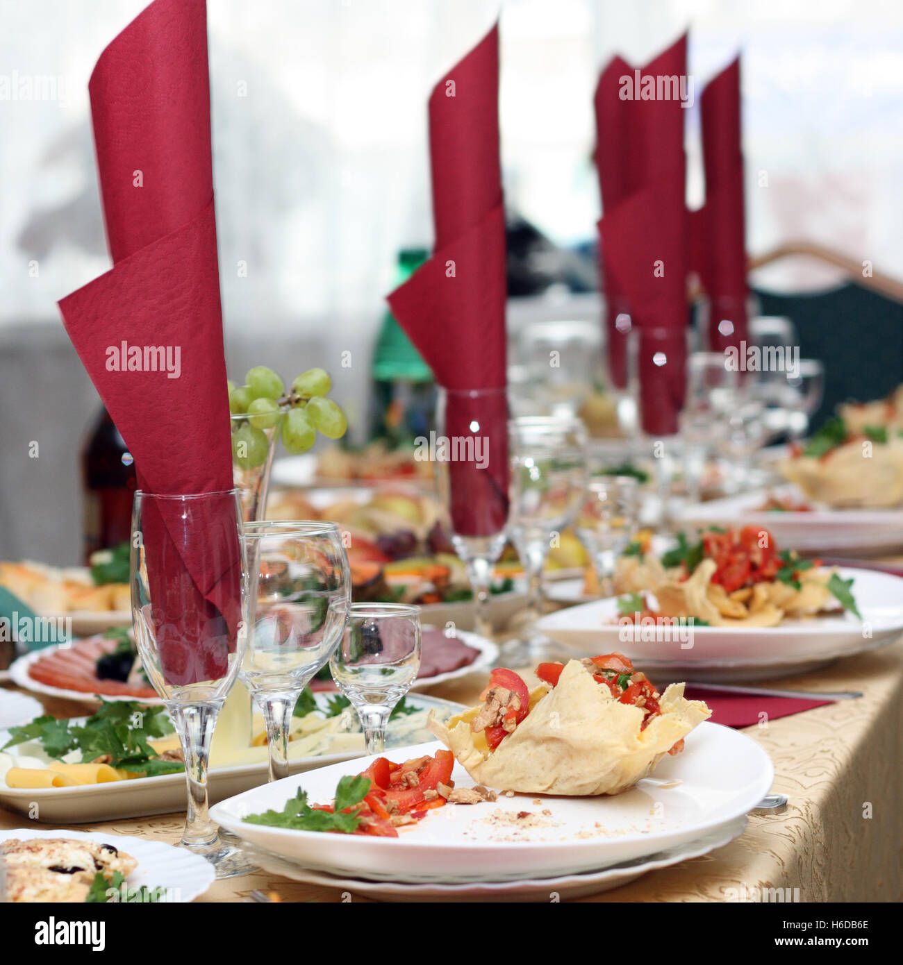 Festively covered table, with various dishes Stock Photo - Alamy
