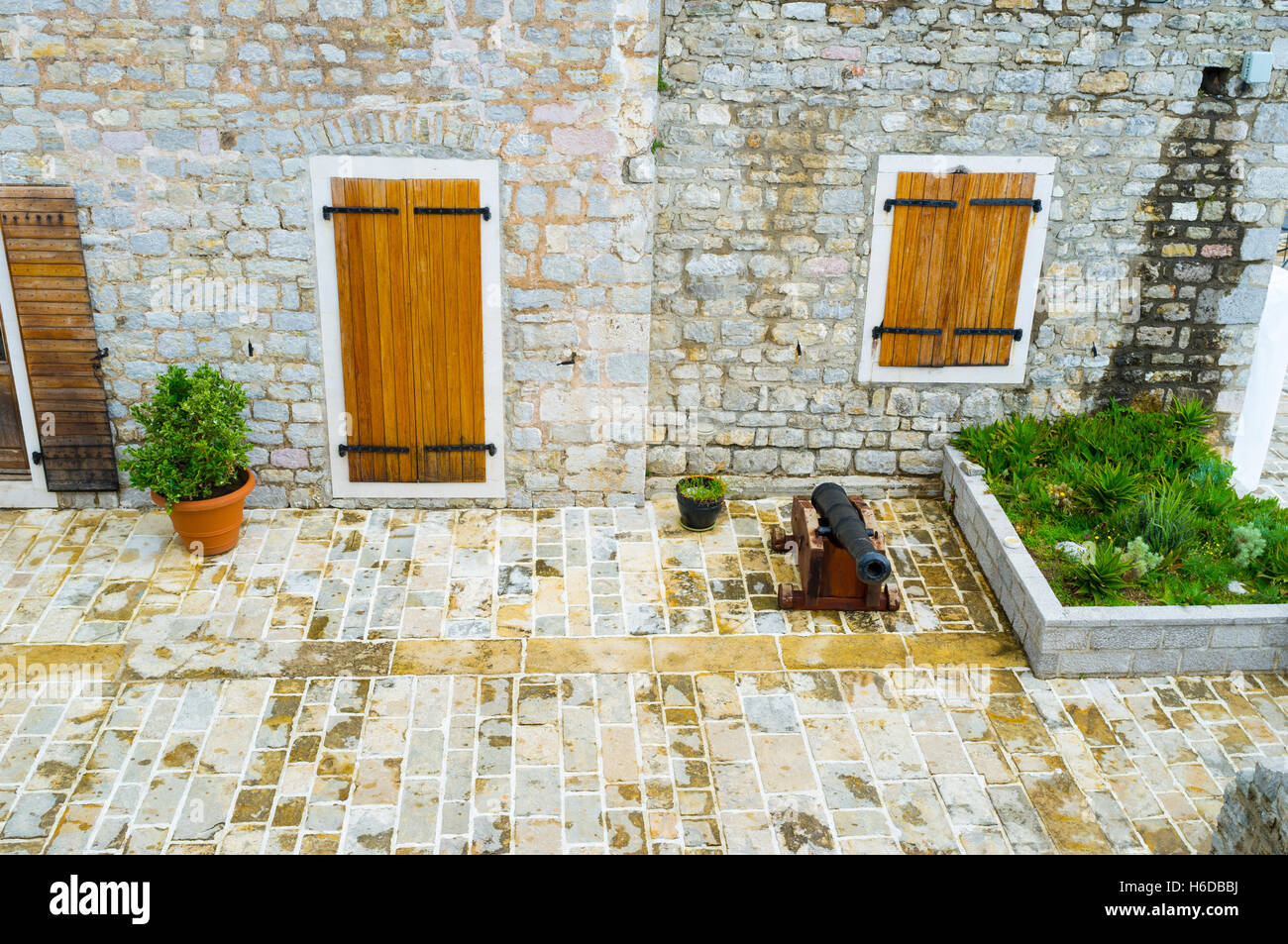 The citadel of Budva contains the library, restaurant, souvenir shop ...