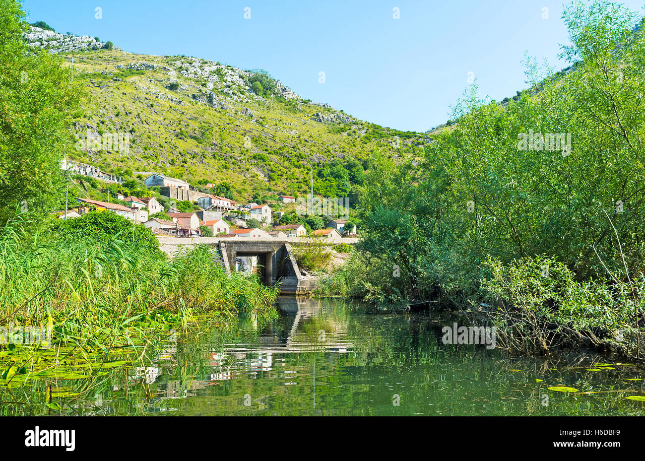 The Moraca River connects the small fishing village of Vranjina with ...
