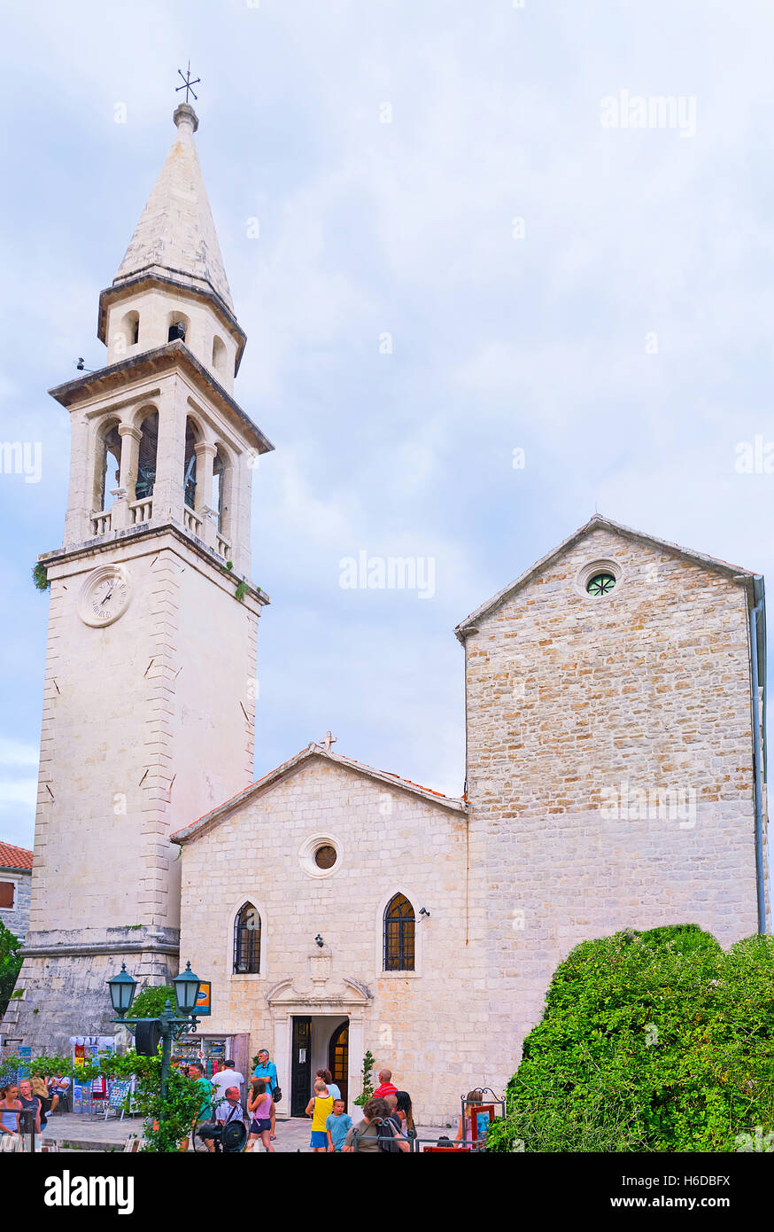 The facade of the medieval St Ivan's Cathedral with the slender bell ...