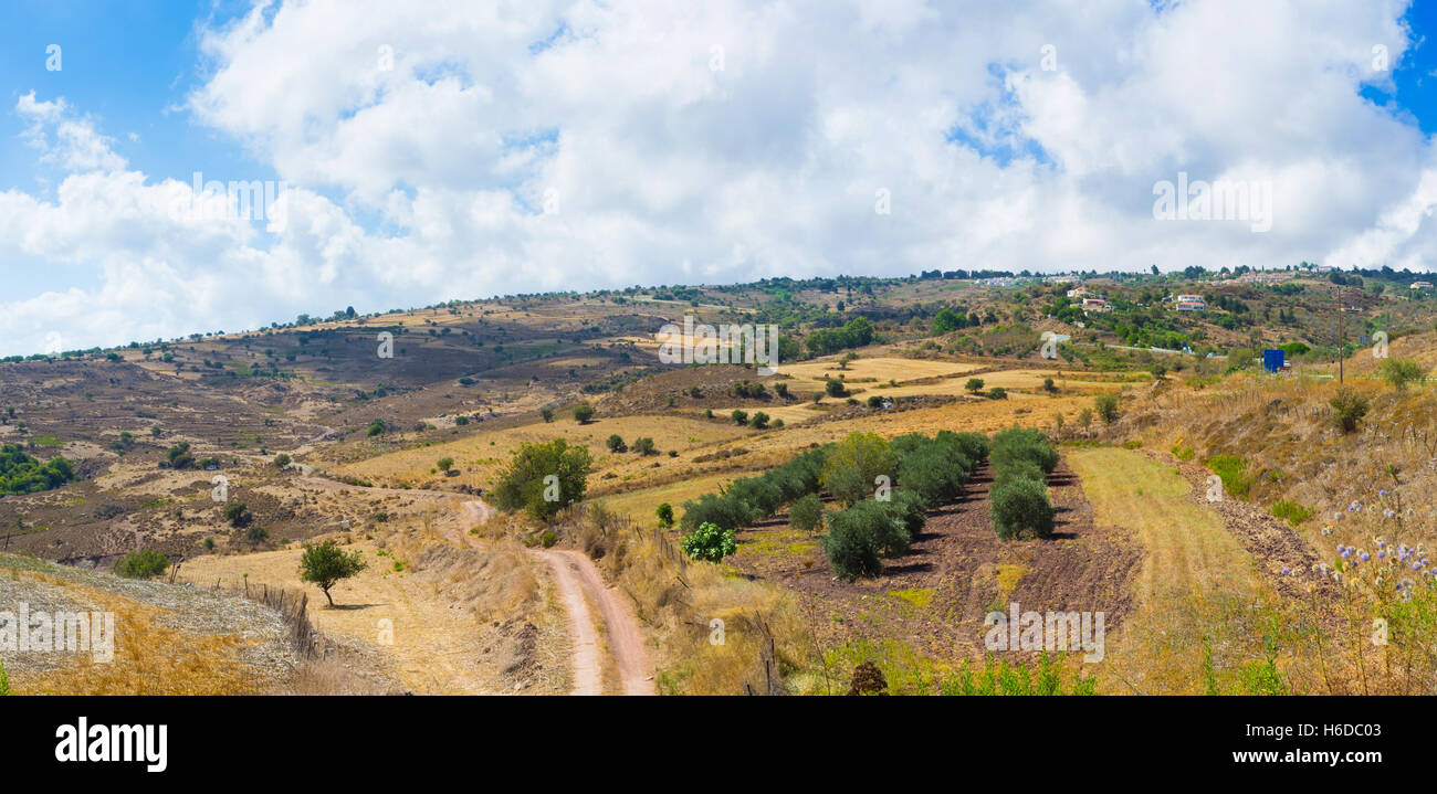 The fields of the mountain regions with the narrow footpath in the ...