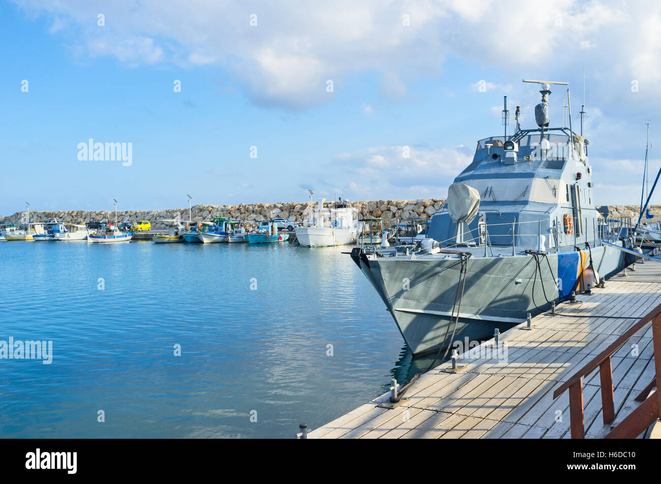 The coastguard ship moored in port of Latchi, Cyprus Stock Photo - Alamy