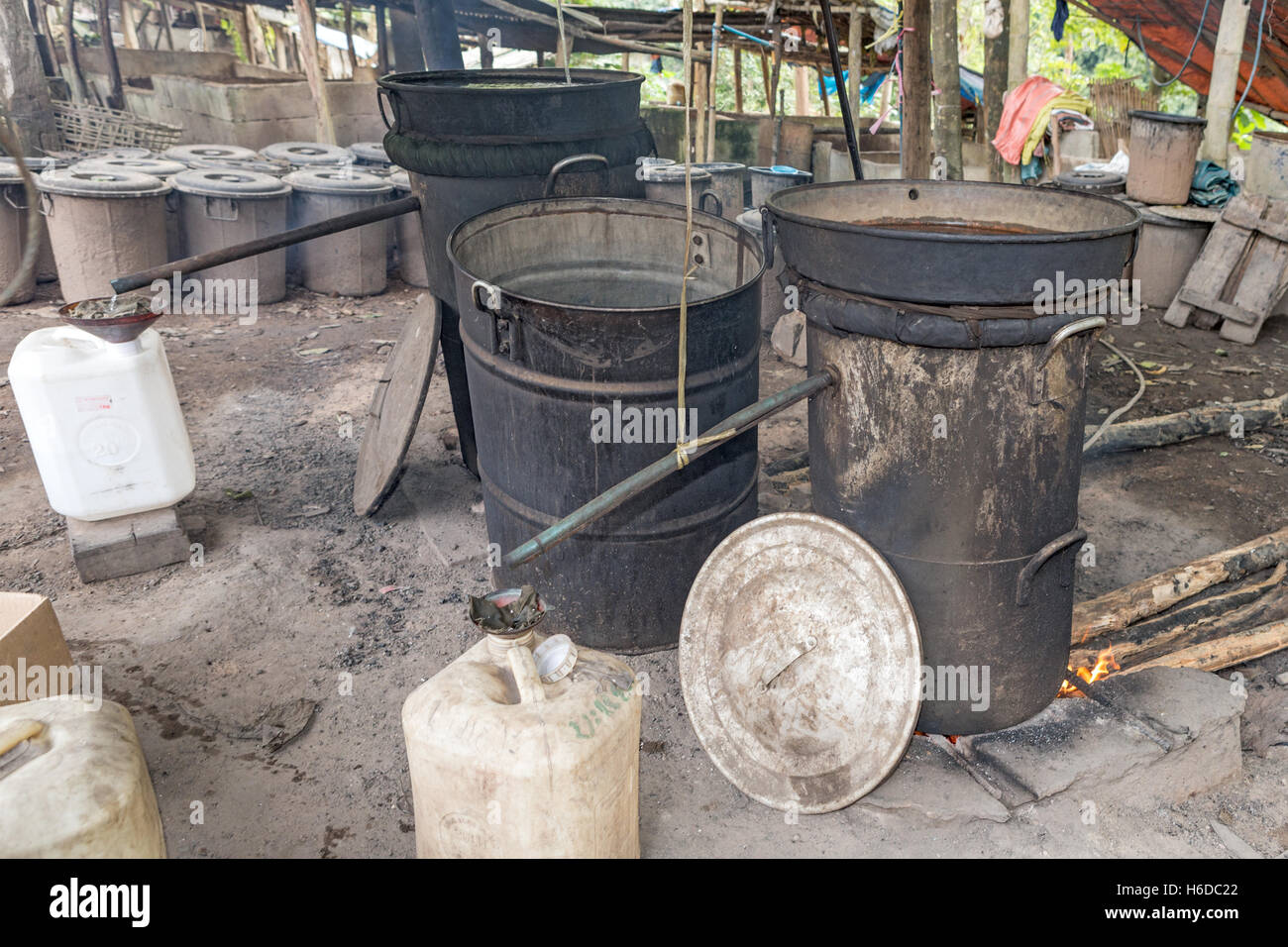 Lao-Lao, whisky distillery, rice fermentation, Oudomxay province, Laos ...