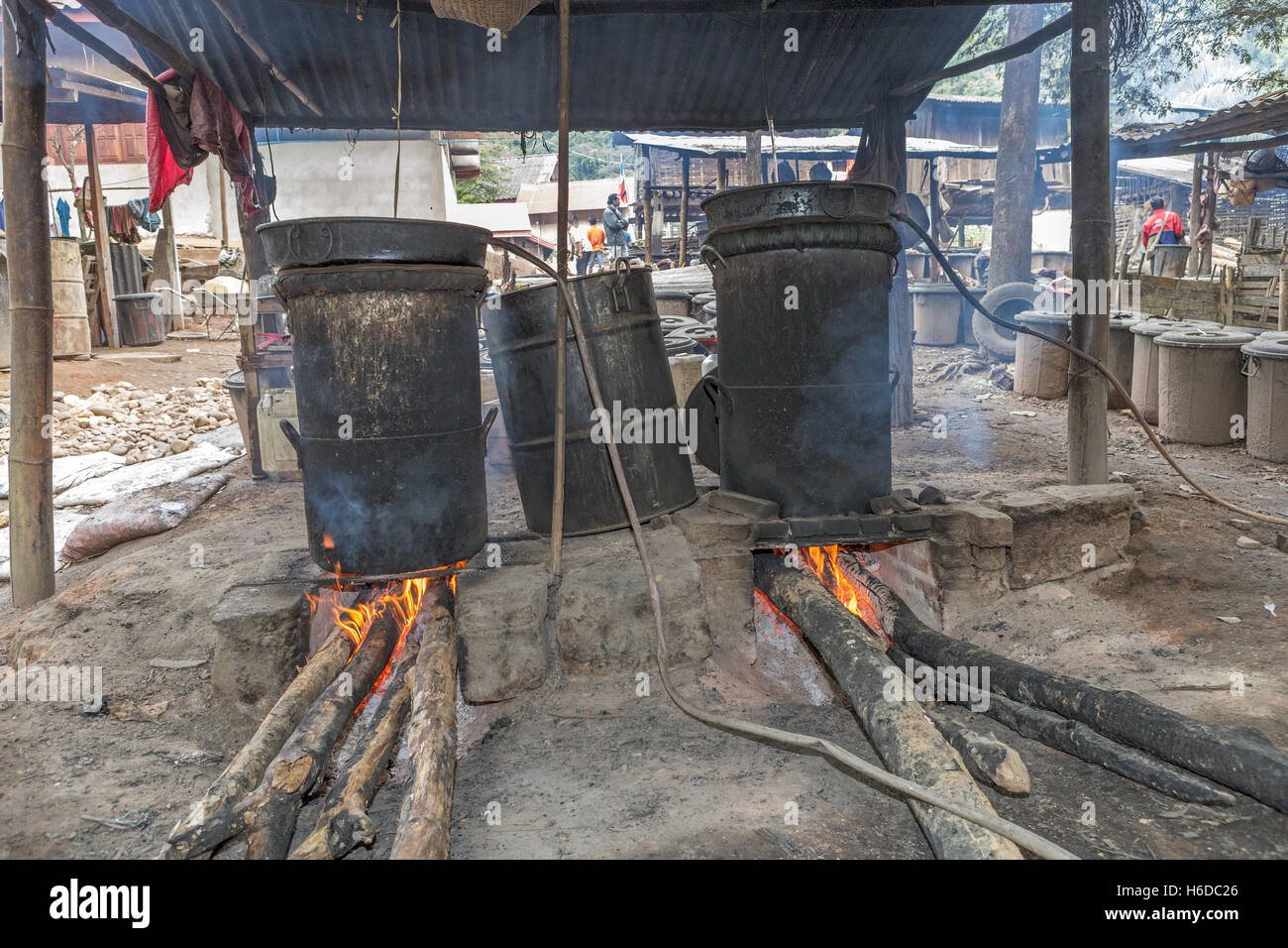 Lao-Lao, whisky distillery, rice fermentation, Oudomxay province, Laos ...