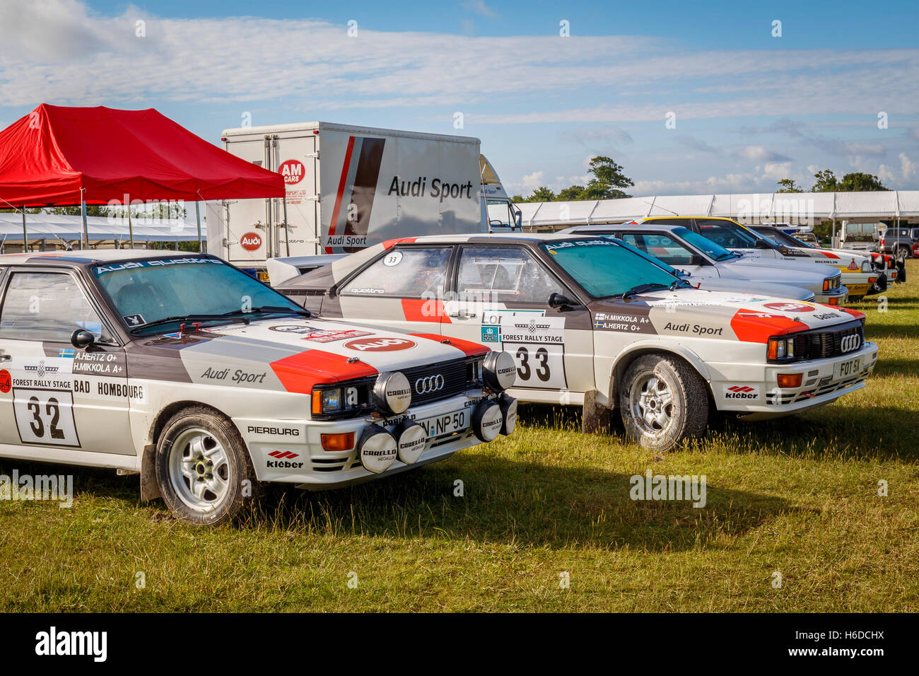 Audi rally stage parking area at the 2016 Goodwood Festival of Speed ...
