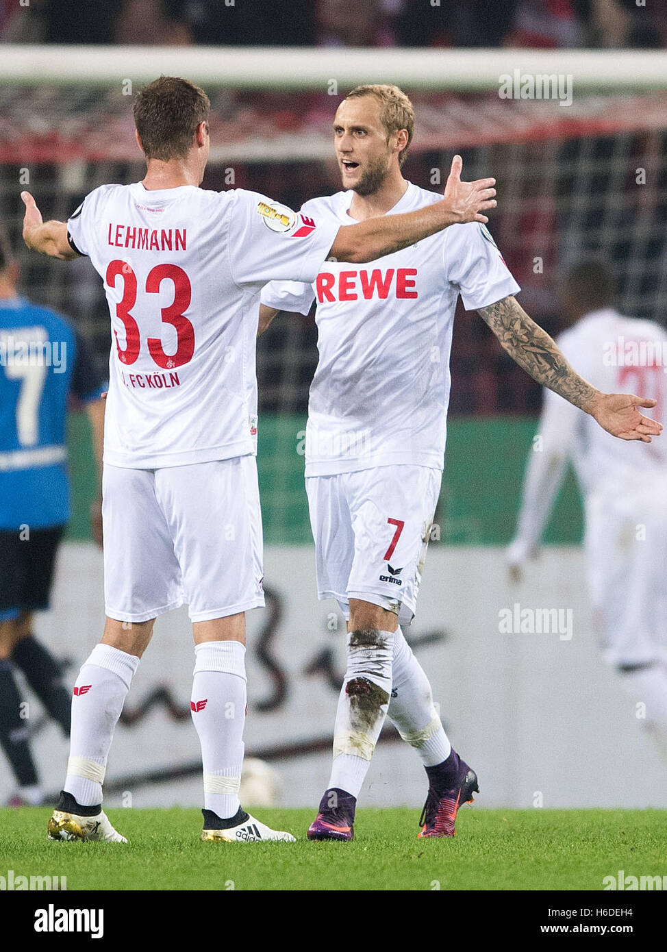 FC Cologne's Marcel Risse (R) und Matthias Lehmann celebrate Risse's ...