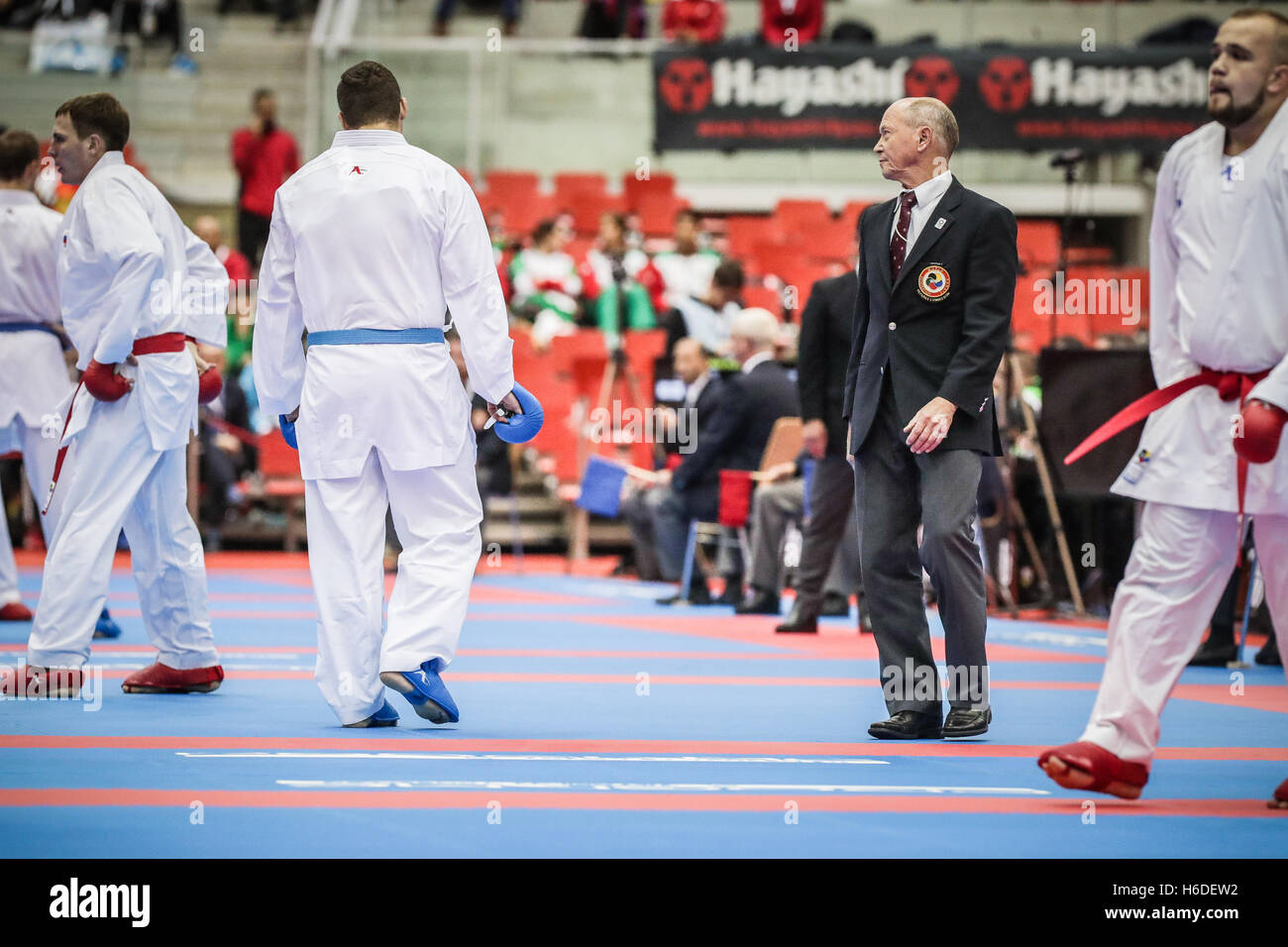 Linz, Austria. 26, October, 2016. Jaap Smaal, Referee at Kumite Male ...
