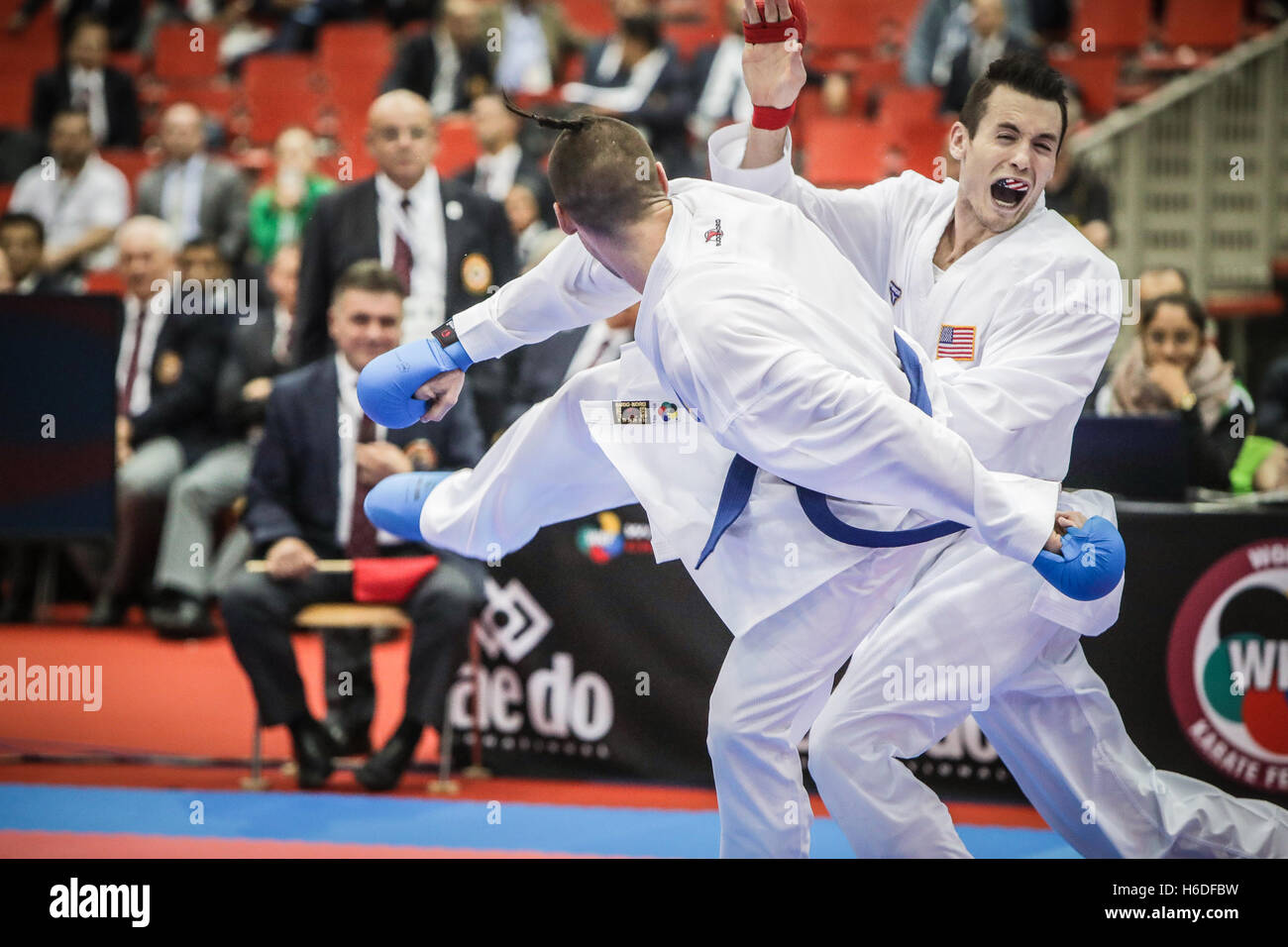 Linz, Austria. 26, October, 2016. Tom Scott (USA) Kumite Male, World ...