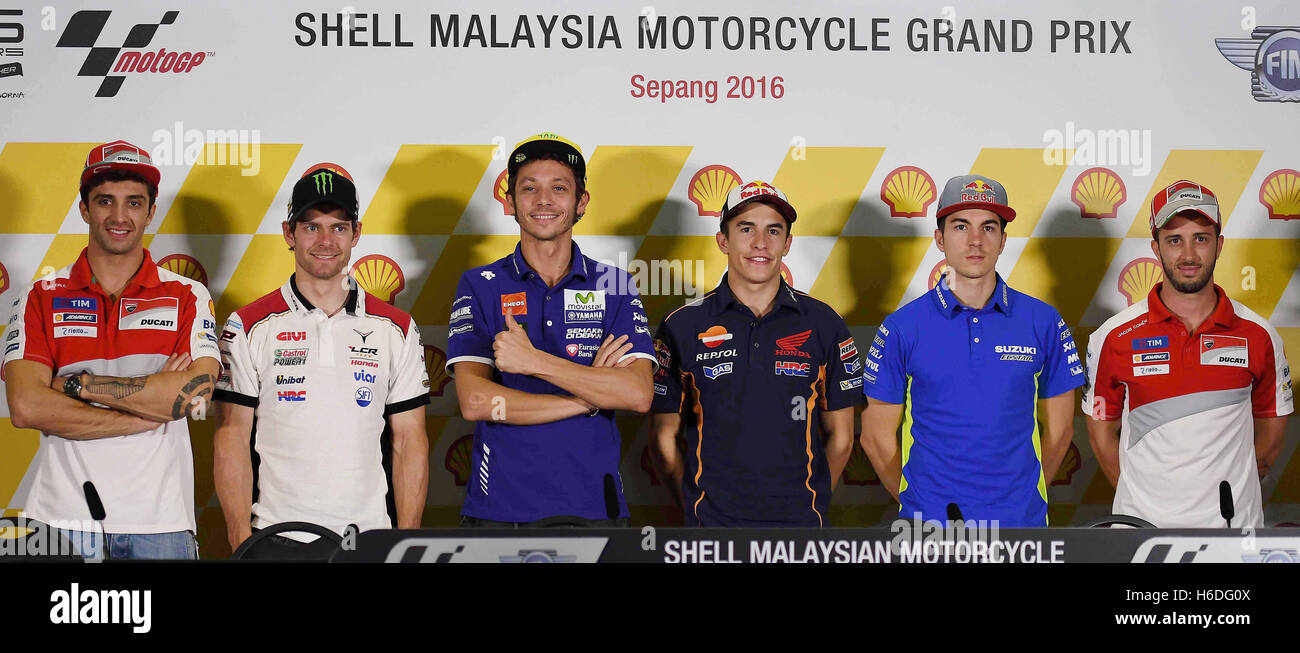 Kuala Lumpur, Malaysia. 27th October, 2016. MotoGP riders pose during a ...