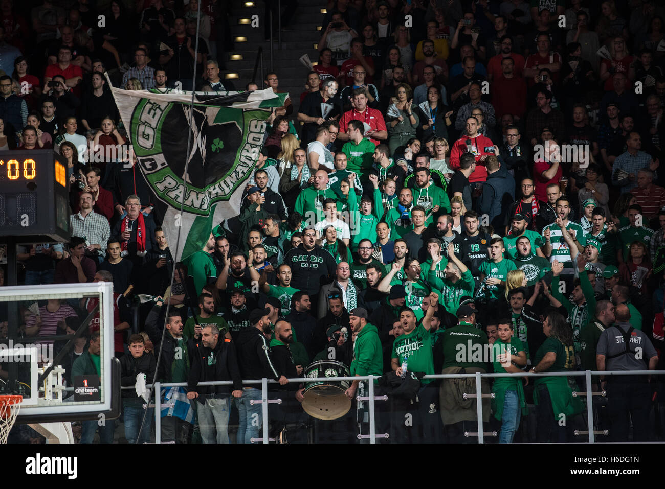 Bamberg, Germany. 26th Oct, 2016. Athen's fans celebrating their team ...