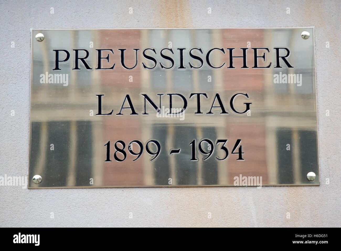 Berlin, Germany. 27th Oct, 2016. A sign reading 'Preussischer Landtag ...