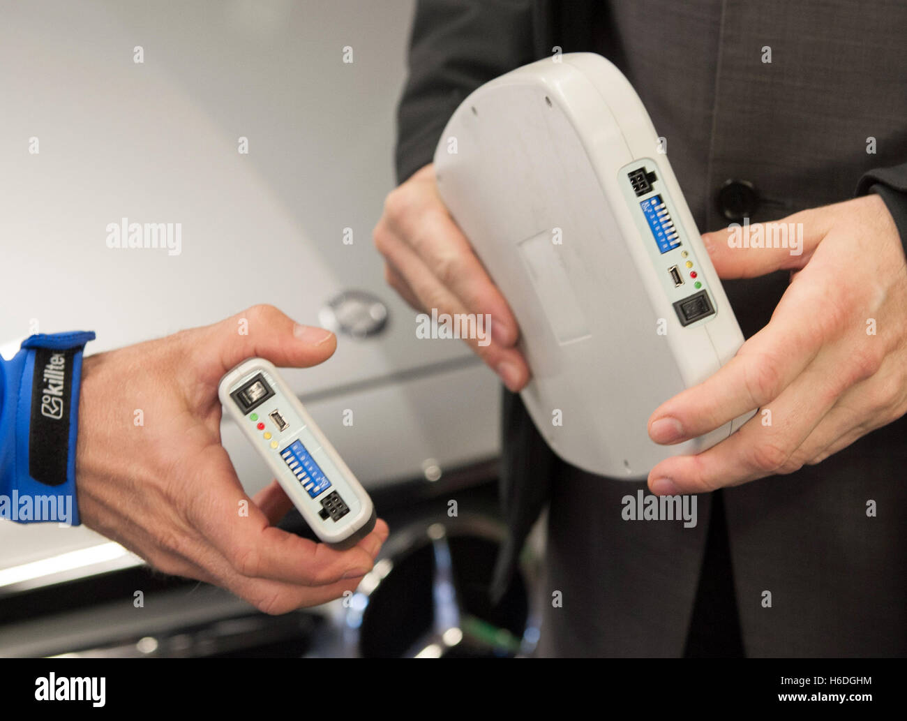 ILLUSTRATION - Two radio signal amplifiers can be seen during a press ...
